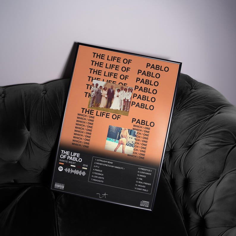Kanye West the Life of Pablo Album Cover Poster Print, Dorm Bedroom ...