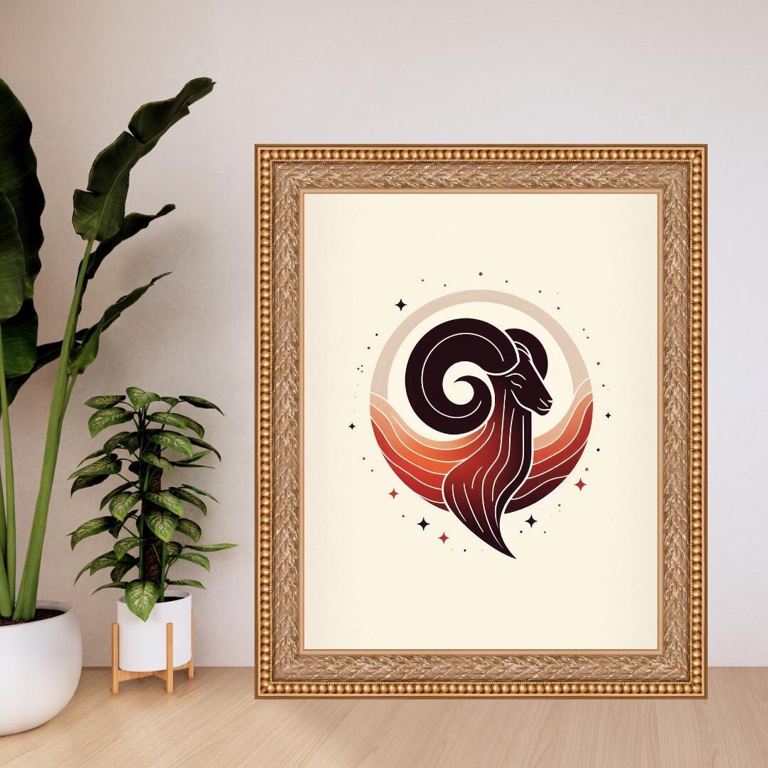 Minimalist Aries Zodiac Art Modern Astrology Prints Digital Wall Decor ...