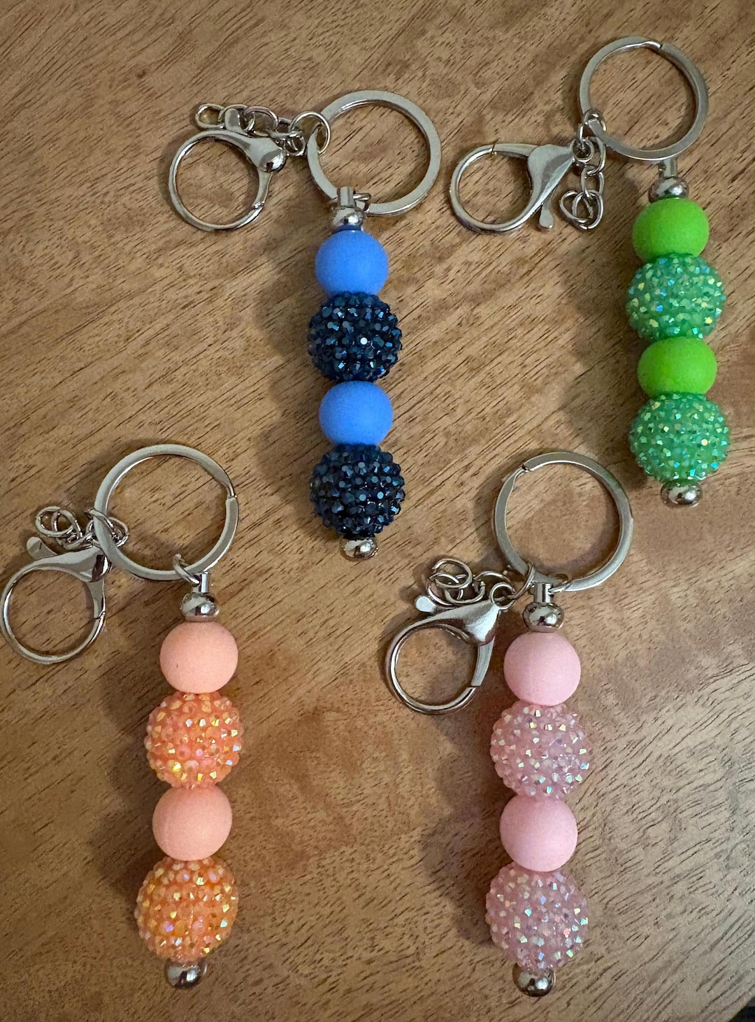 Solid Colored Beaded Keychains/sparkly Beaded Bar Keychains/silicone ...