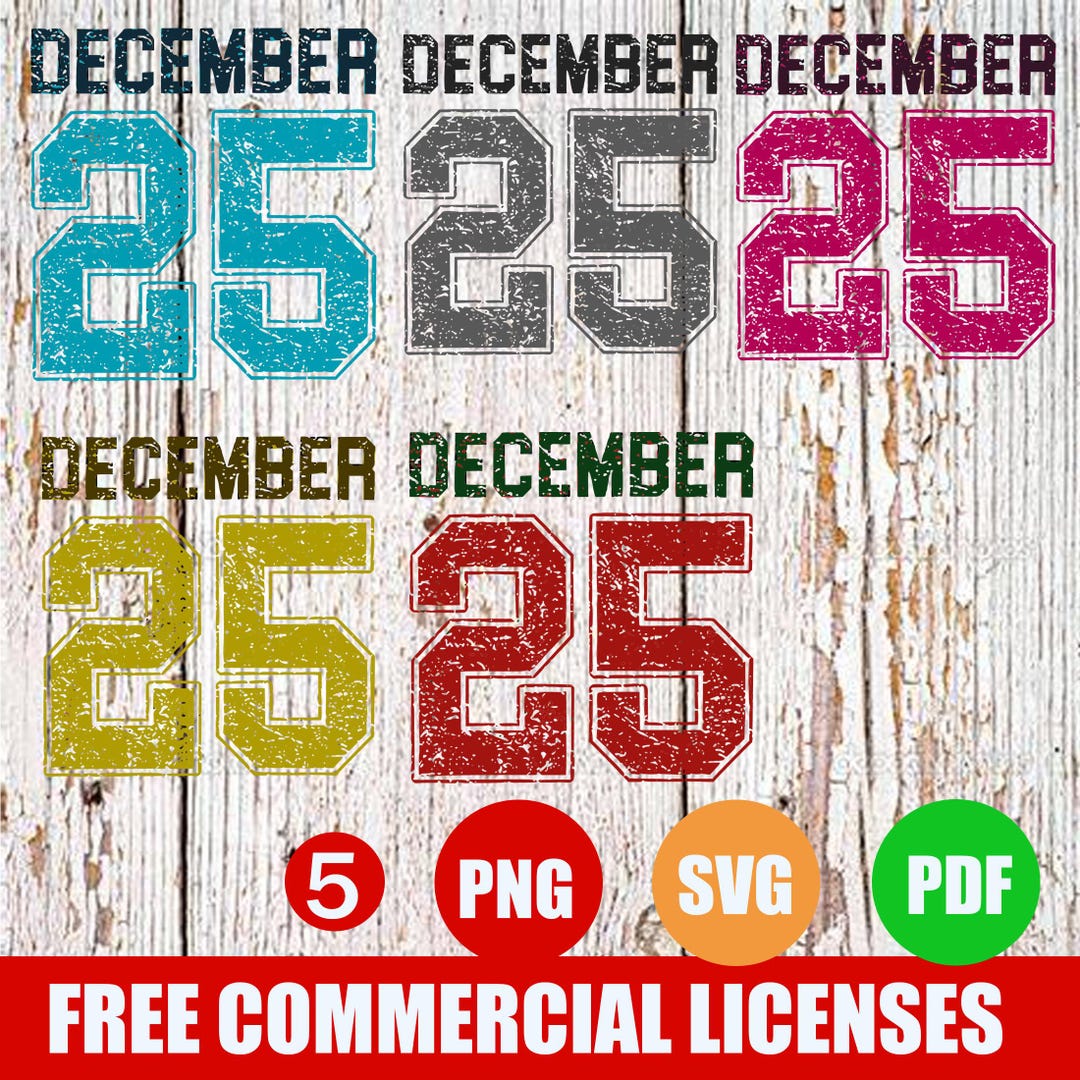 Retro December 25th PNG SVG PDF Bundle, Christmas Graphic (digital ...