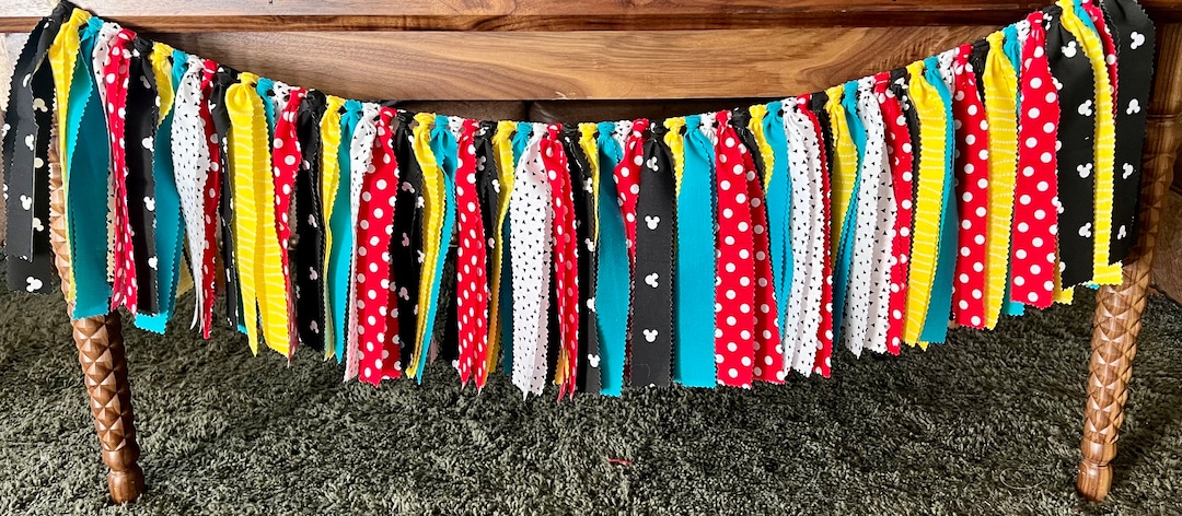 Disney Garland, Disney Banner, Disney Rag Tie Garland, Disney Rag Tied ...