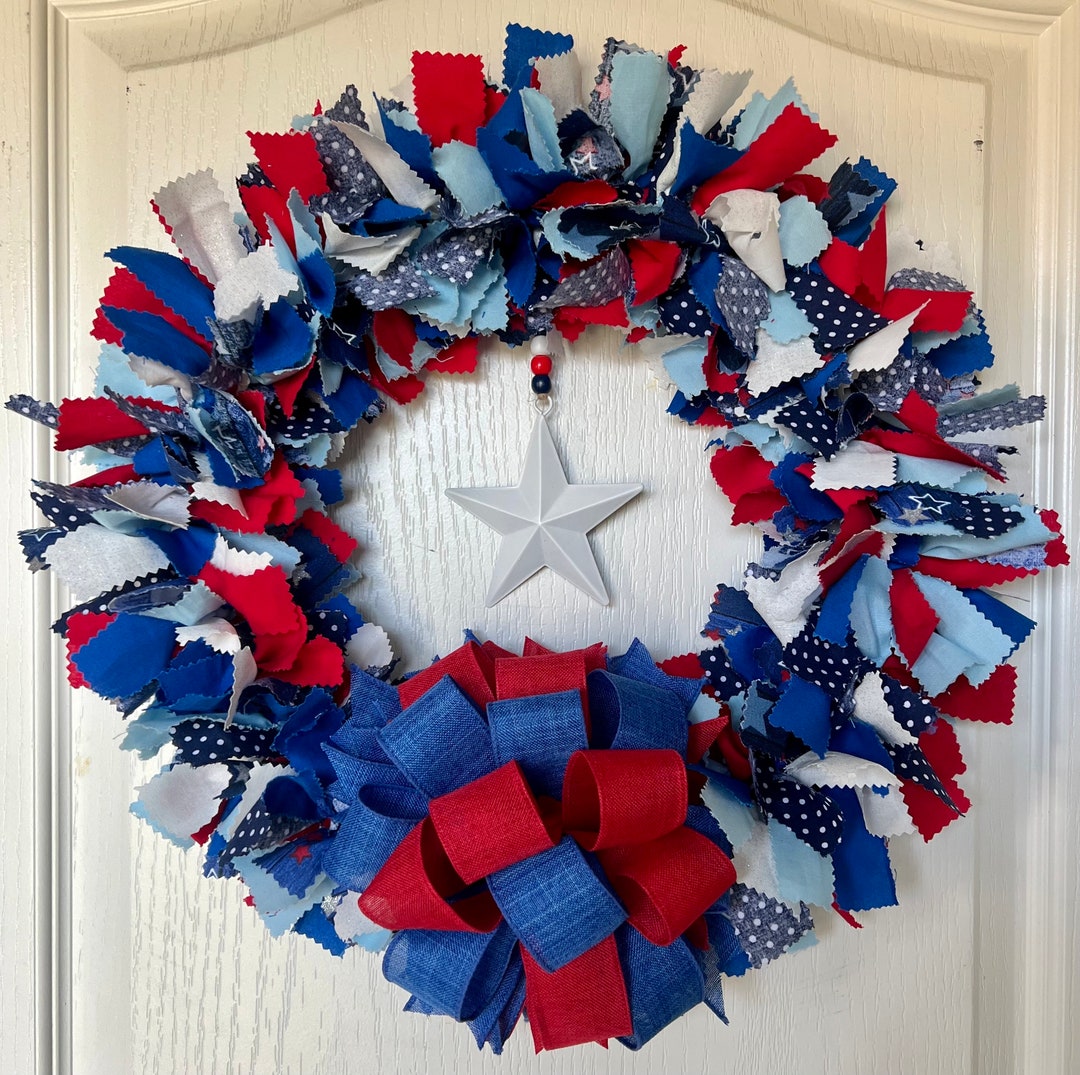 Fabricwreath, Rag Tied Wreath, Rag Tie Wreath, Welcome Wreath, Wreath ...