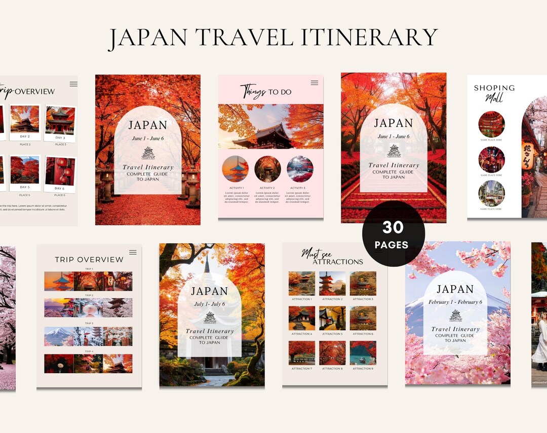 Japan Travel Itinerary Planner Printable | Editable Trip Planner ...