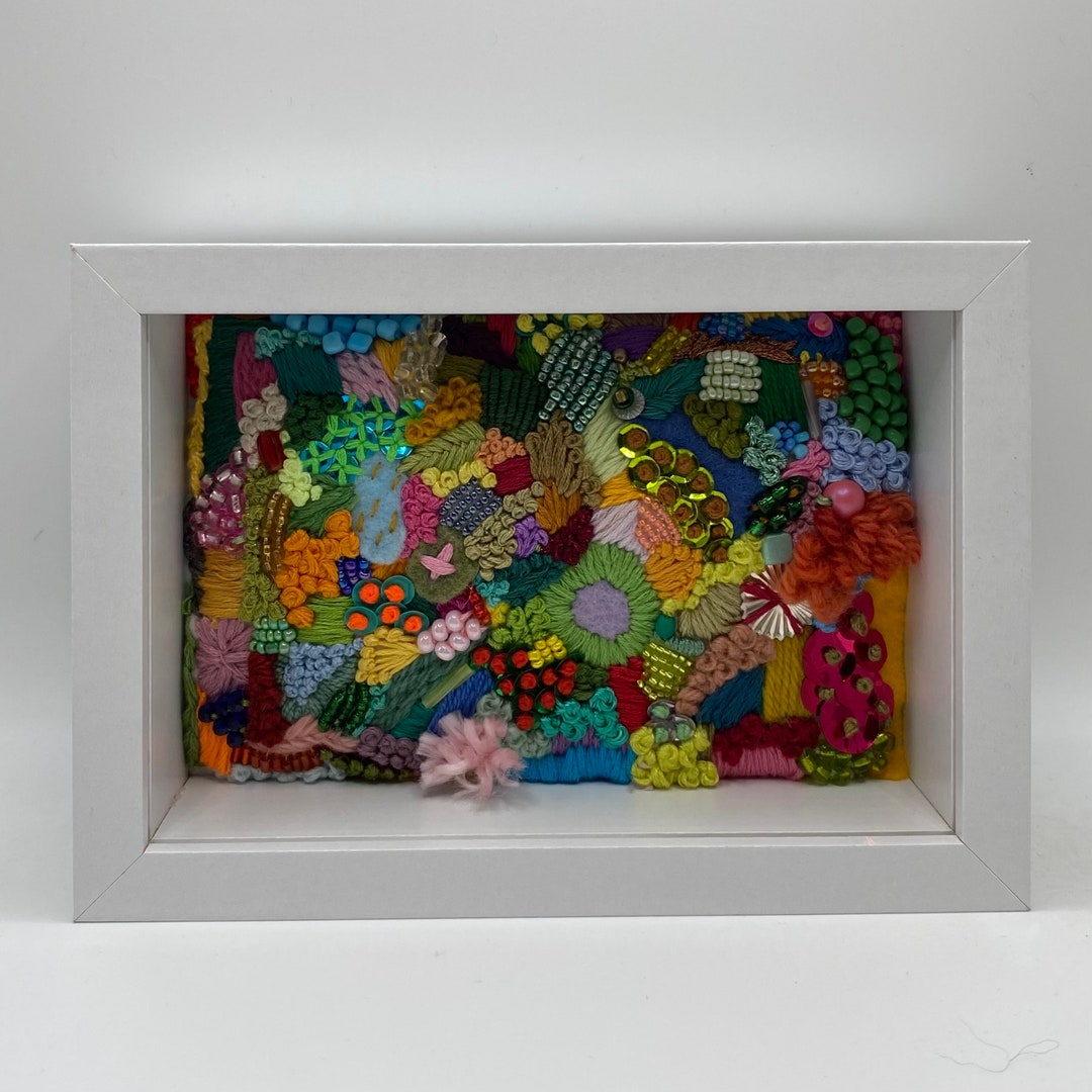 Mixed Media Embroidery in a Shadow Box - Etsy