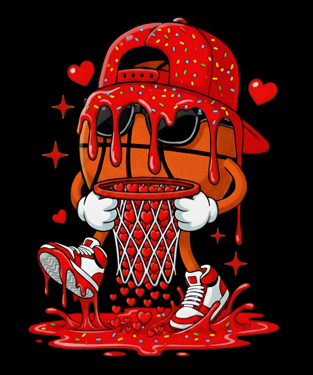 Basketball Drip Valentines PNG, Cool Sports Design for Boys & Men ...