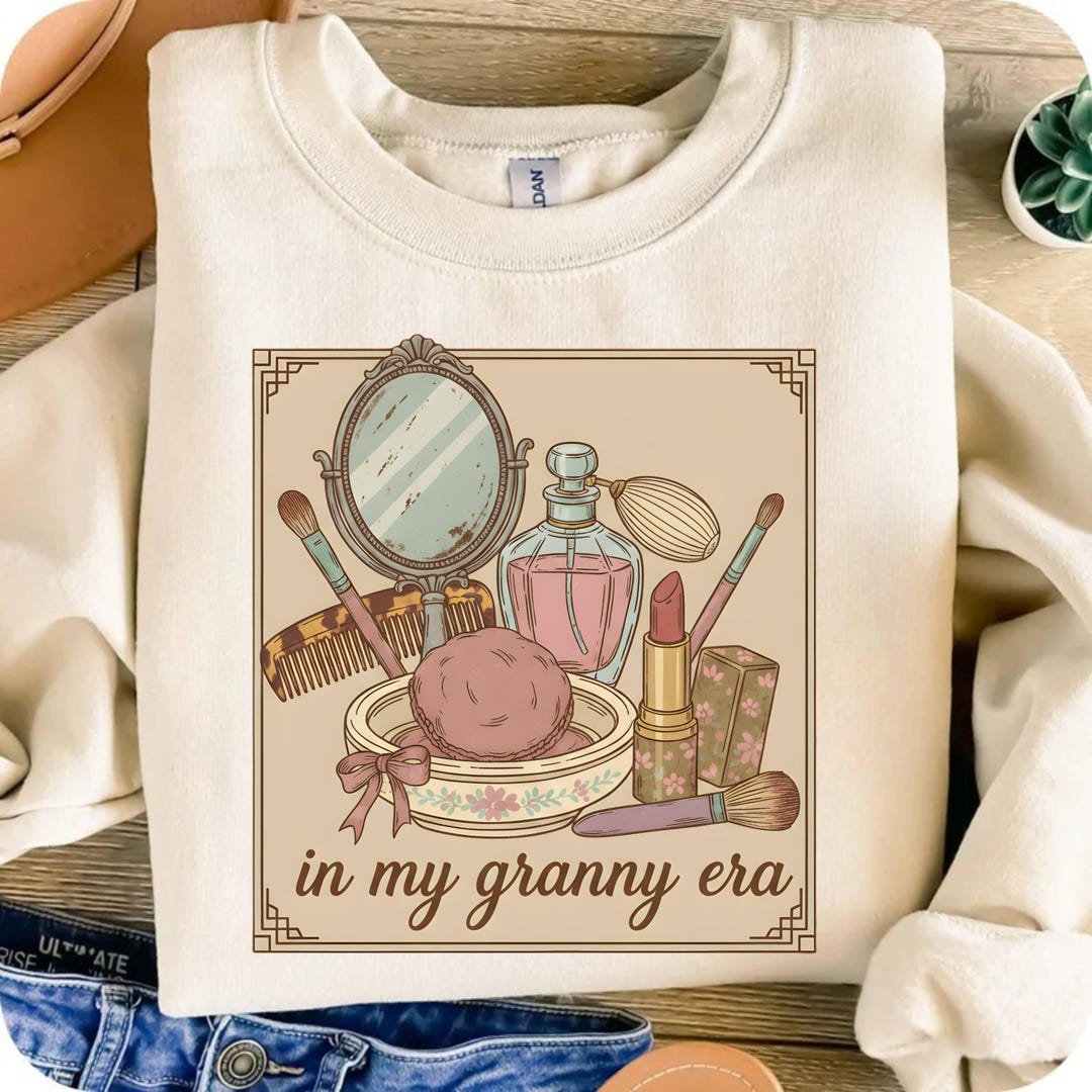 In My Granny Era PNG, Grandma Core Makeup Vanity Art, Vintage Beauty ...