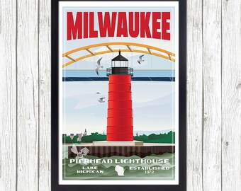 Milwaukee Lighthouse Wall Art - Etsy