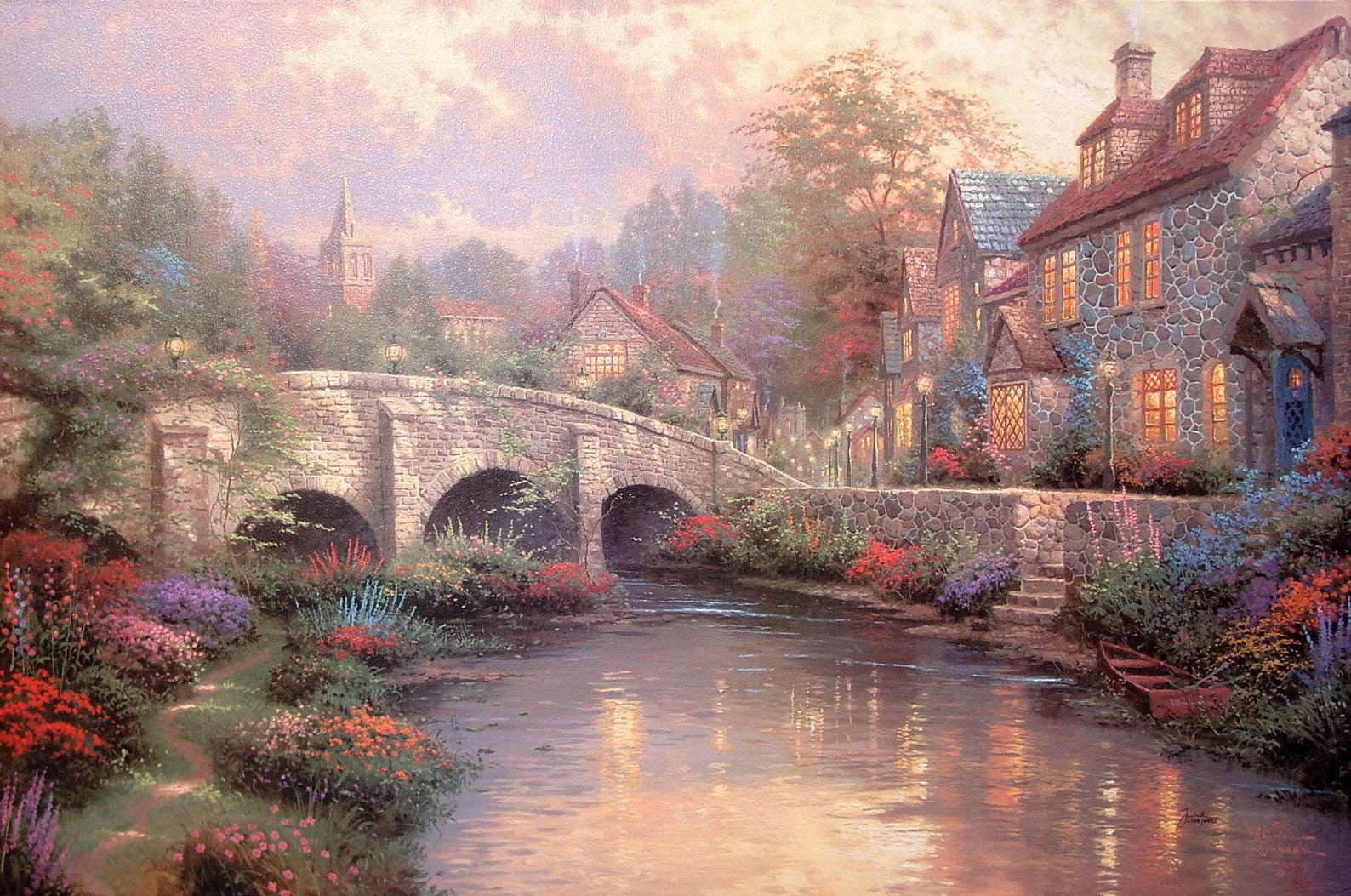Thomas Kinkade - Cobblestone Brook - Etsy