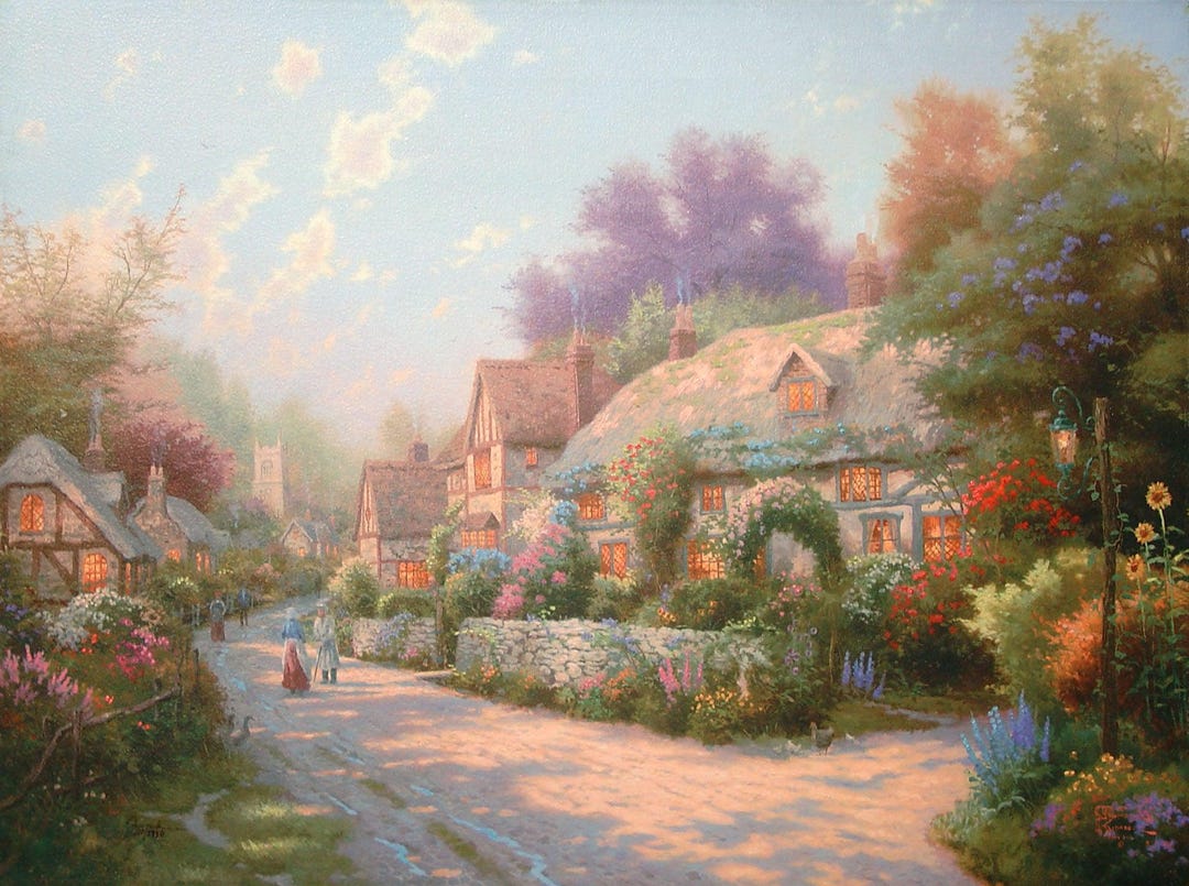 Thomas Kinkade - Cobblestone Village - Etsy