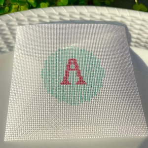 Needlepoint Monogram Canvas: Personalized Initial Bag Charm - Preppy ...