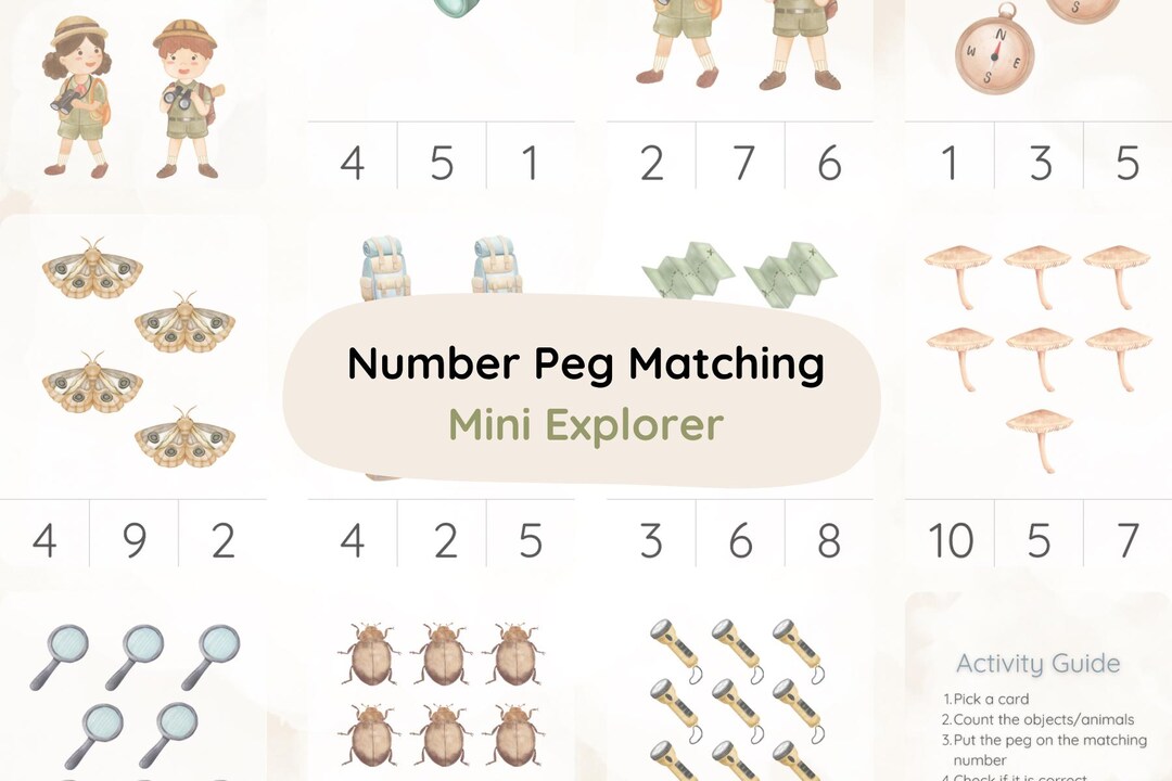 Number Peg Matching Flashcards - Mini Explorer 1-10 | Montessori ...