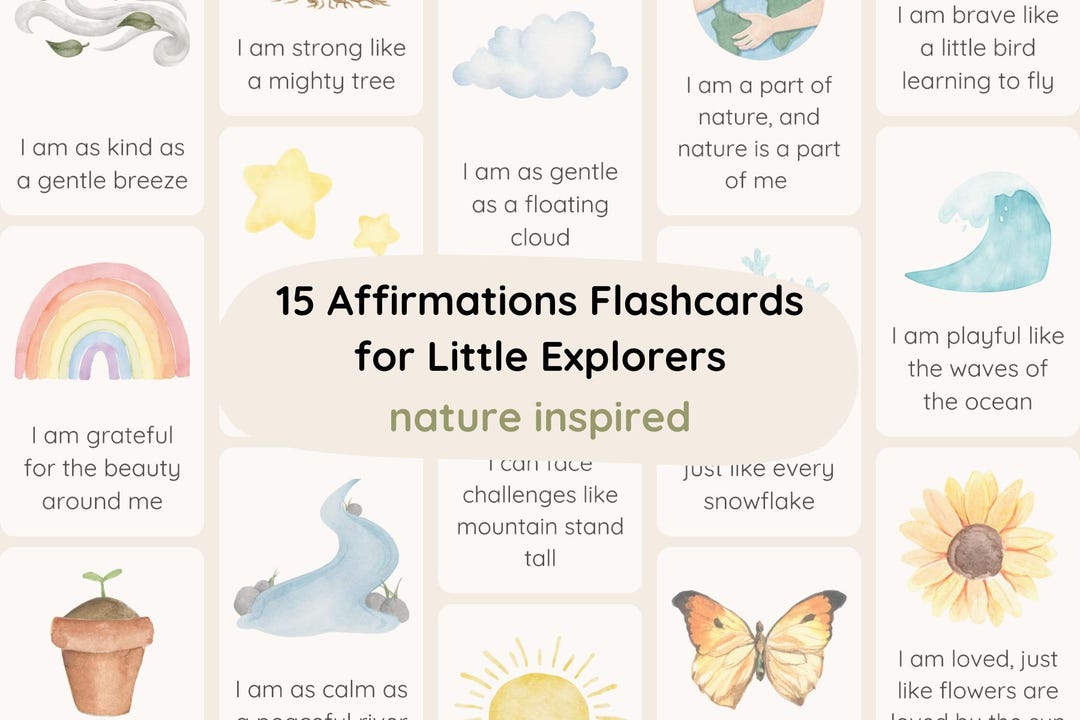 15 Affirmation Flashcards for Little Explorers. Nature Inspired ...