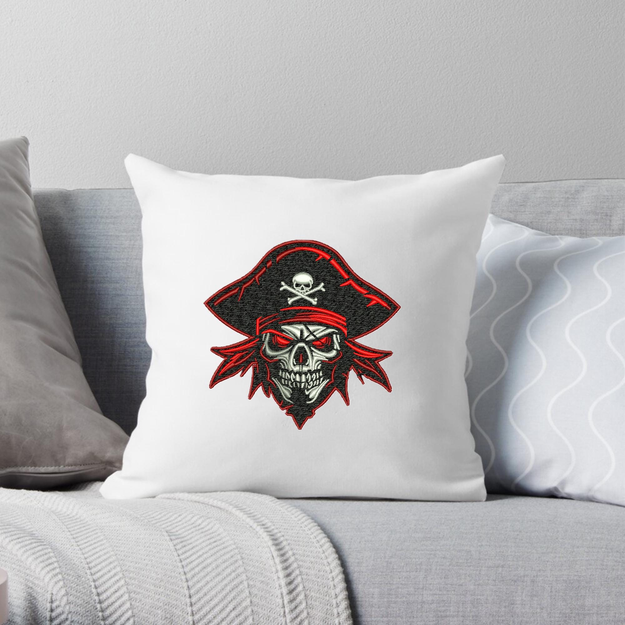 Pirate Skull Embroidery Design: Jolly Roger Gothic Pattern (instant ...