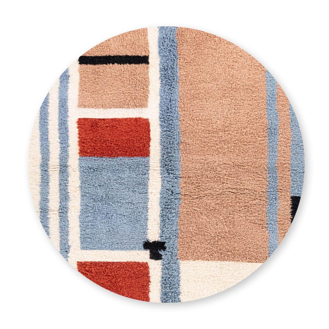 Custom Round Rug ,beni Ourain Colorful Rug -geometric Round Rug -custom ...