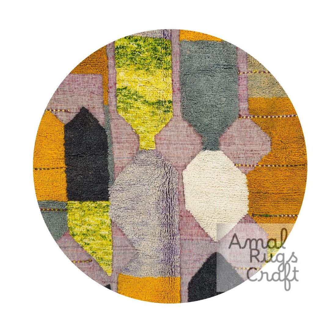 Cozy Chic Geometric Round Rugs ,beni Ourain Round Shaggy Rug, Authentic ...