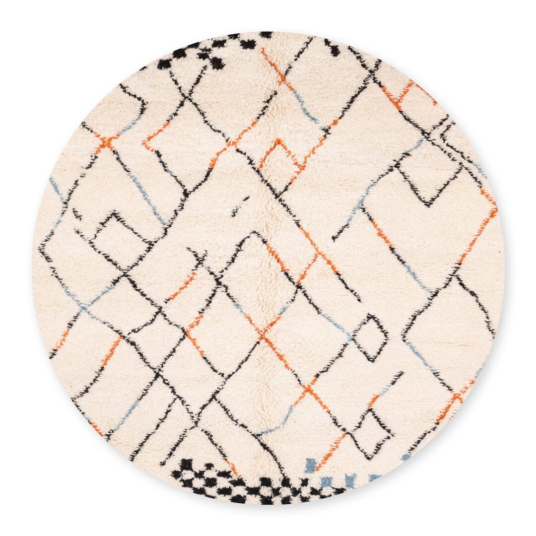 Berber Wool Round Rug -white Wool Rug, Genuine Wool Rug- White Round ...