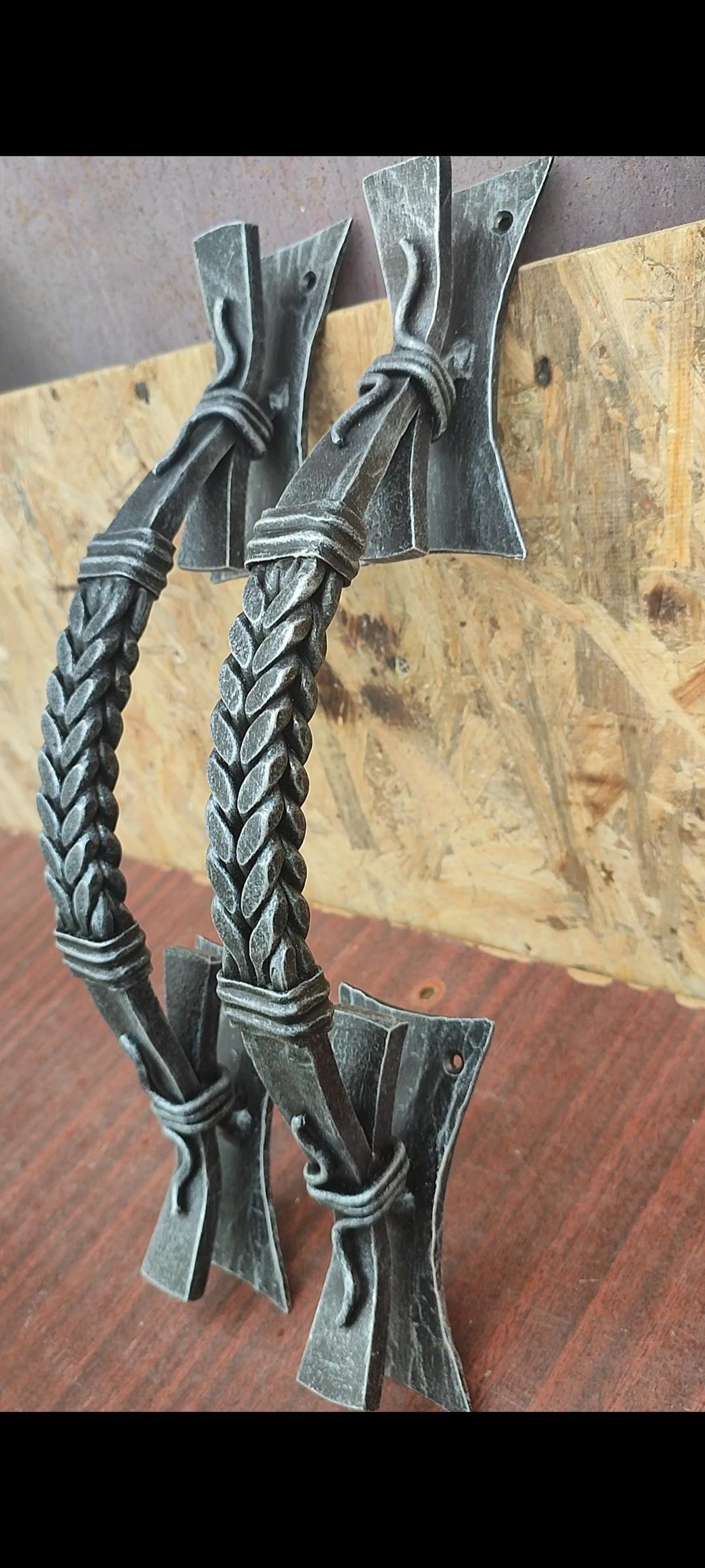 Wrought Iron Door Pull Handle | Hand Forged Braided Twist Design ...