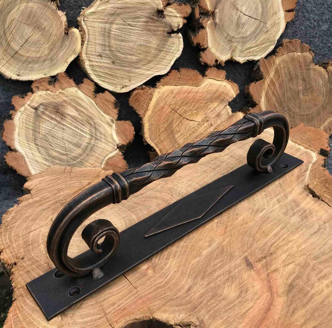 Forged Door Handlerustic Iron Handle,handmade Iron Pull,blacksmith Door ...