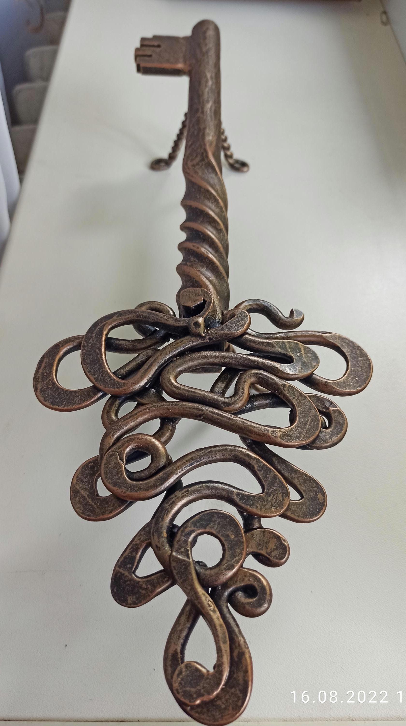 Hand-forged Door Handle, Wrought Iron Handle, Medieval Door Hardware ...
