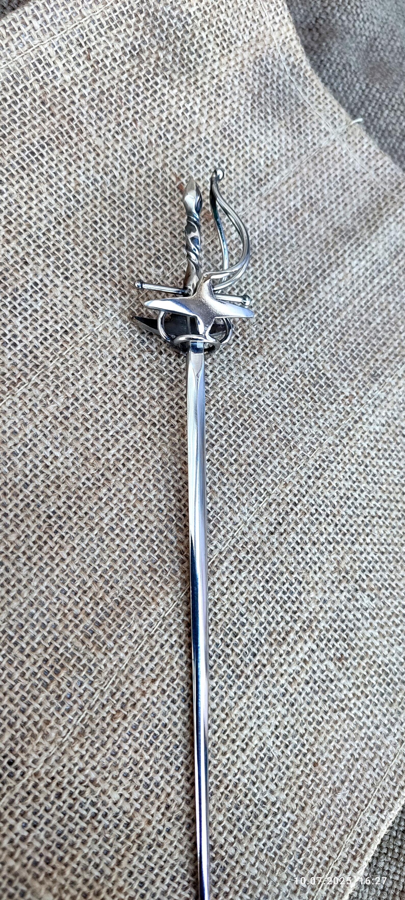 Stainless Steel Rapier Hairpin – Blackened Renaissance Hair Stick ...