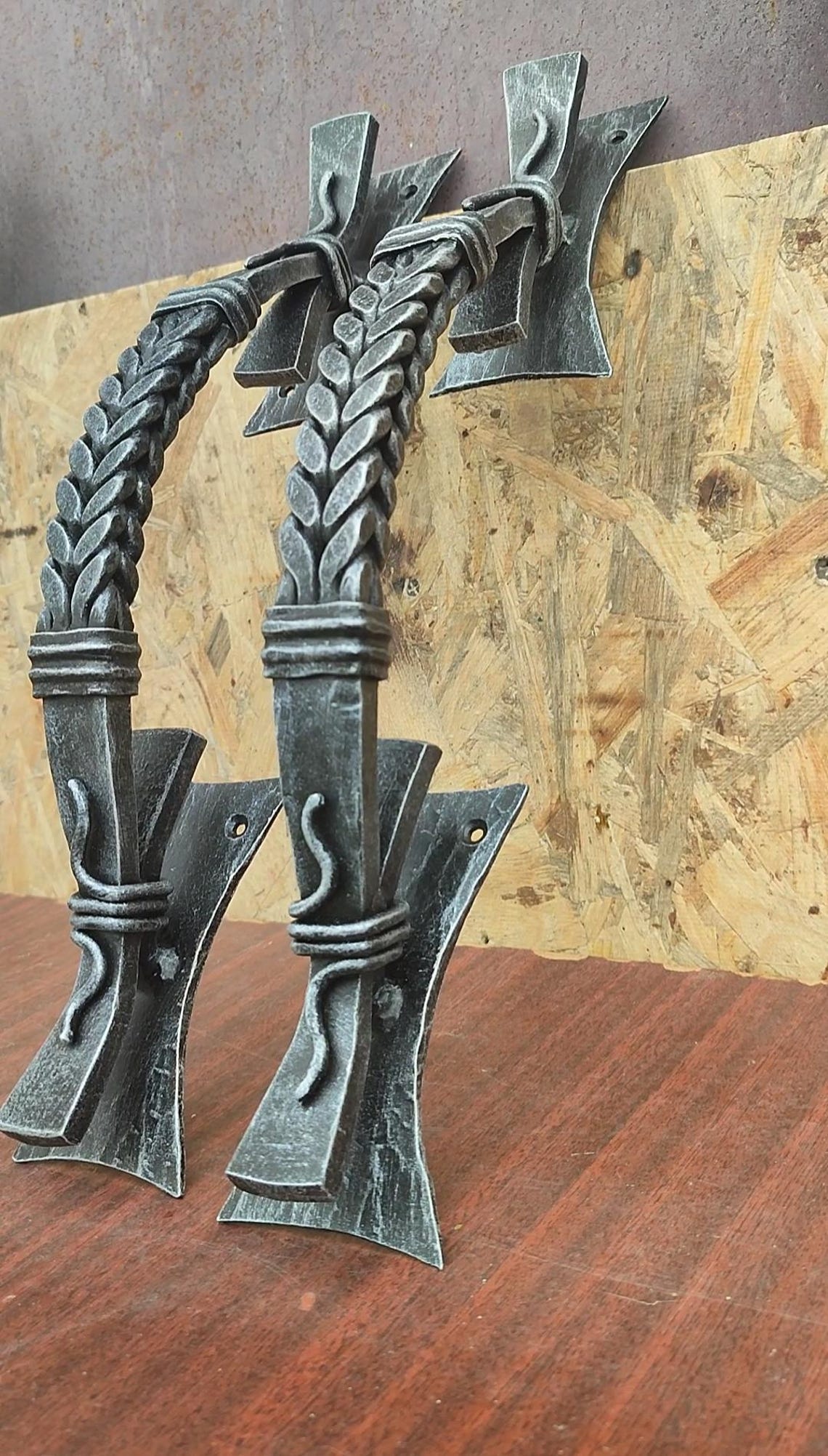 Wrought Iron Door Pull Handle | Hand Forged Braided Twist Design ...