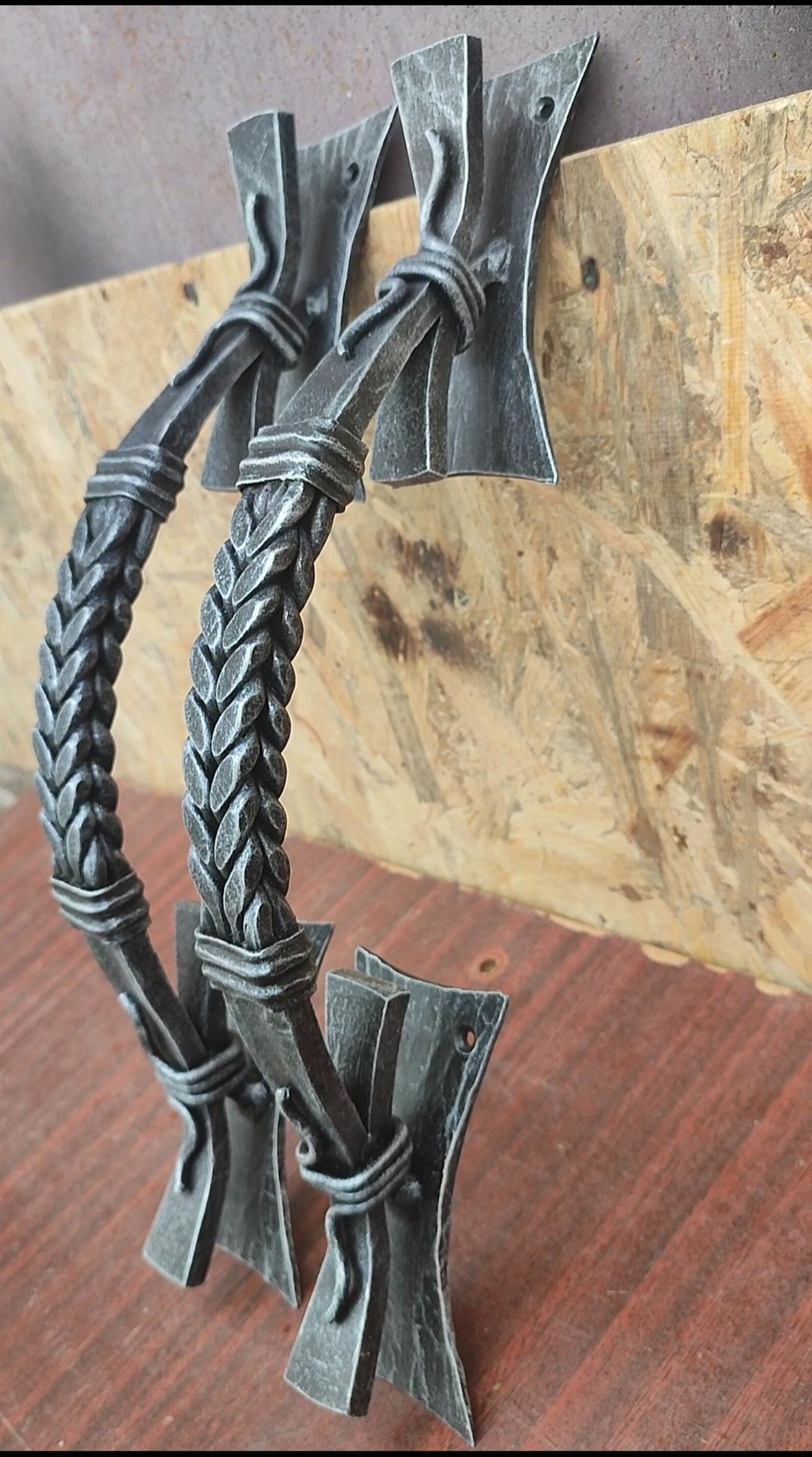 Wrought Iron Door Pull Handle | Hand Forged Braided Twist Design ...