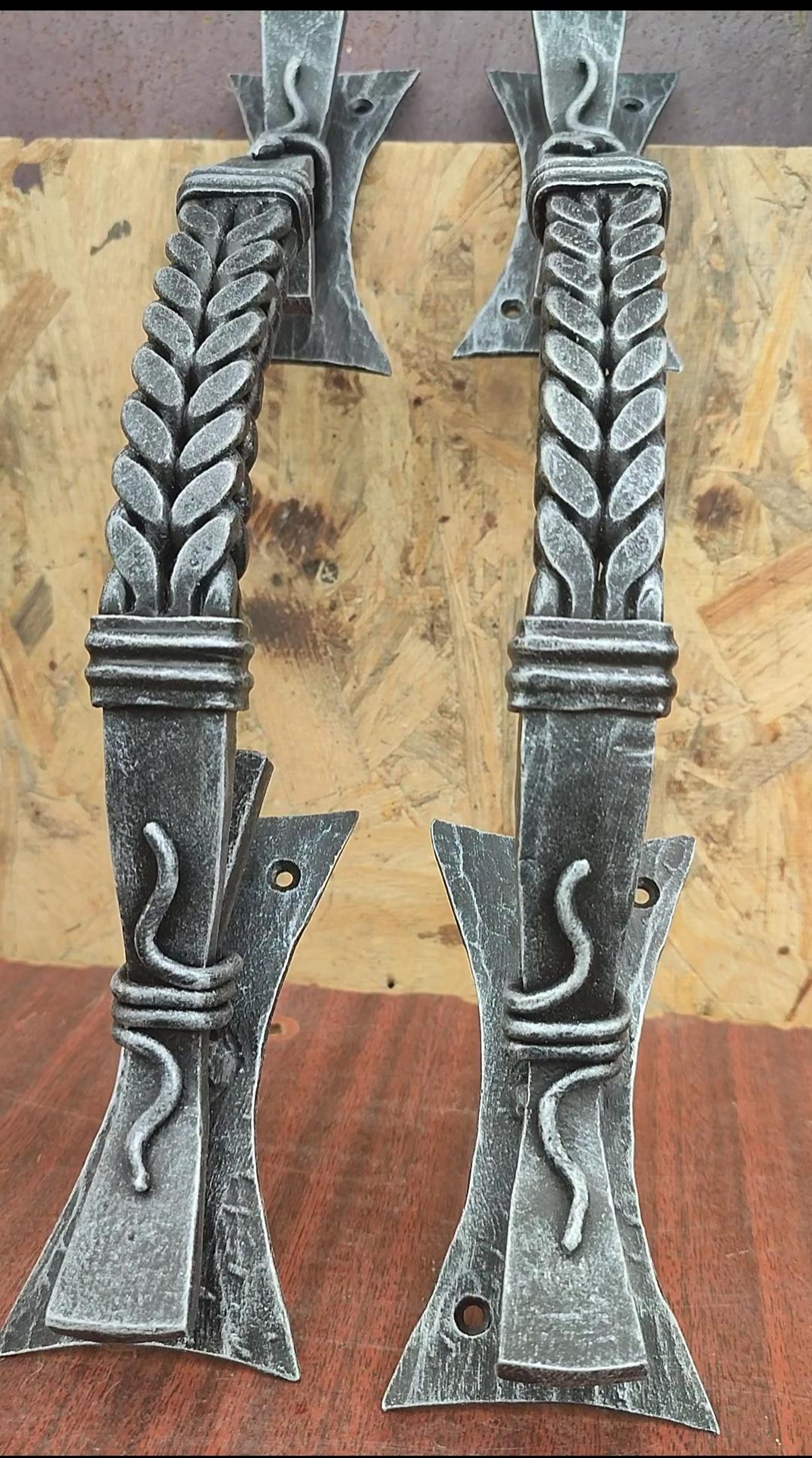 Wrought Iron Door Pull Handle | Hand Forged Braided Twist Design ...