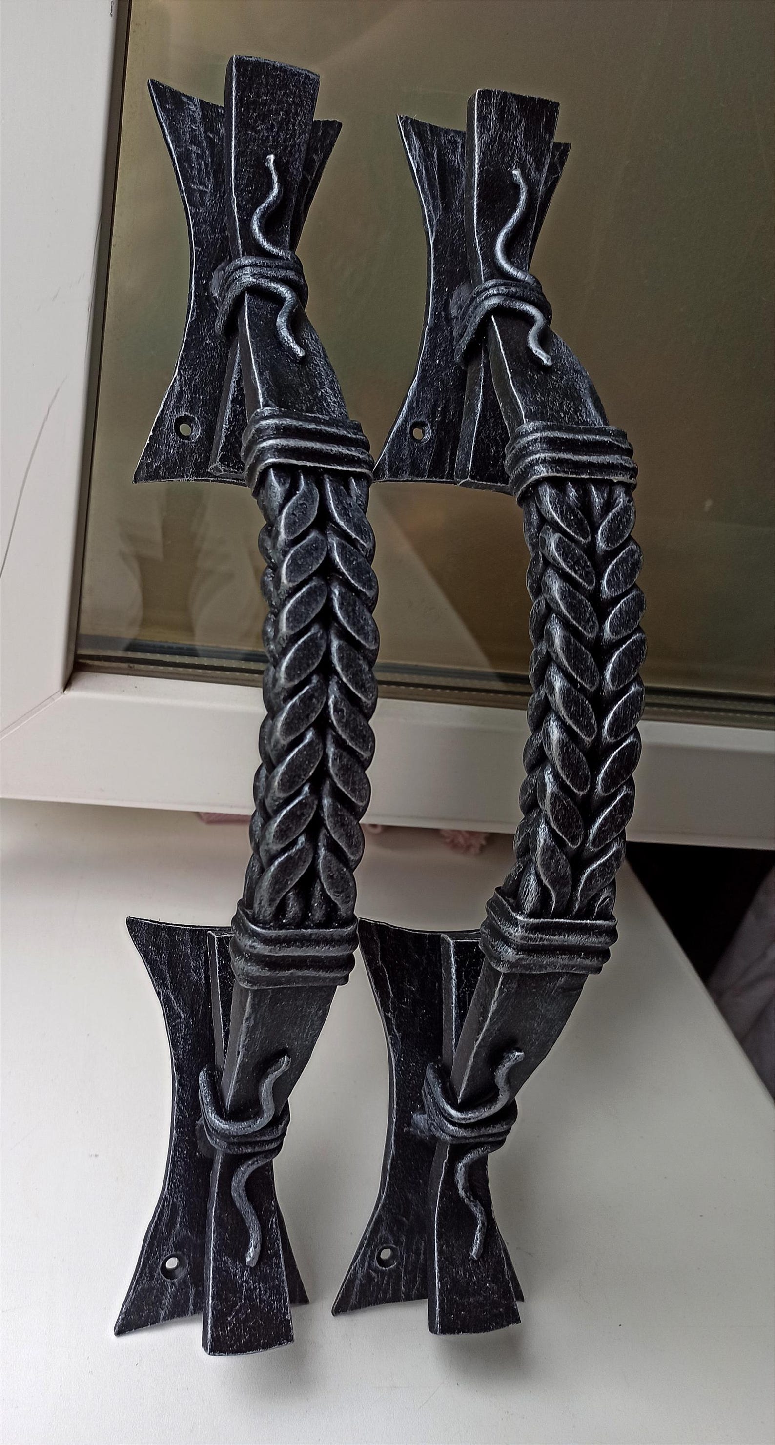 Wrought Iron Door Pull Handle | Hand Forged Braided Twist Design ...