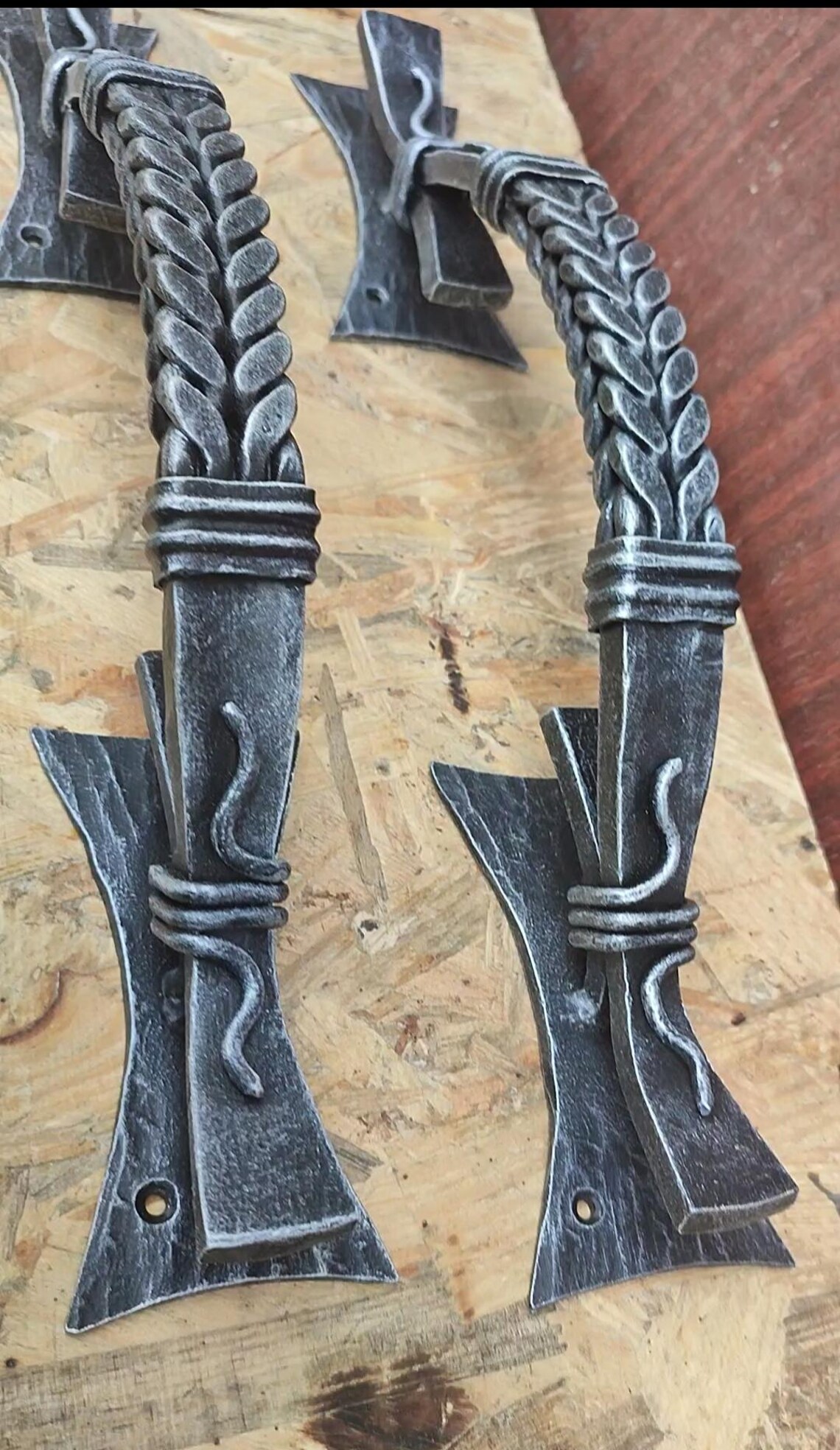 Wrought Iron Door Pull Handle | Hand Forged Braided Twist Design ...