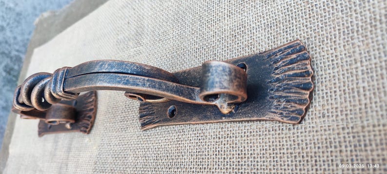 Barn Door Handle Hand Forged Wrought Iron Pull Rustic Heavy Duty Gate ...