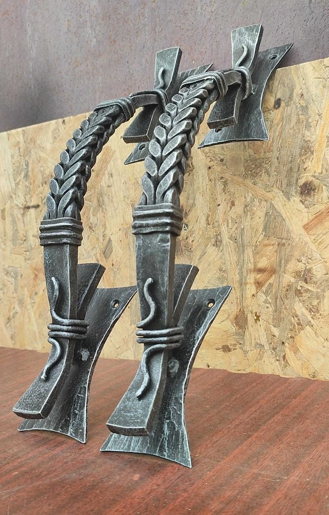 Wrought Iron Door Pull Handle | Hand Forged Braided Twist Design ...