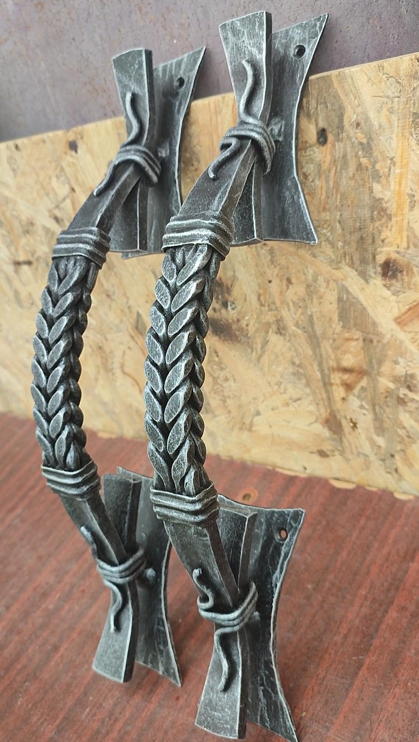 Wrought Iron Door Pull Handle | Hand Forged Braided Twist Design ...