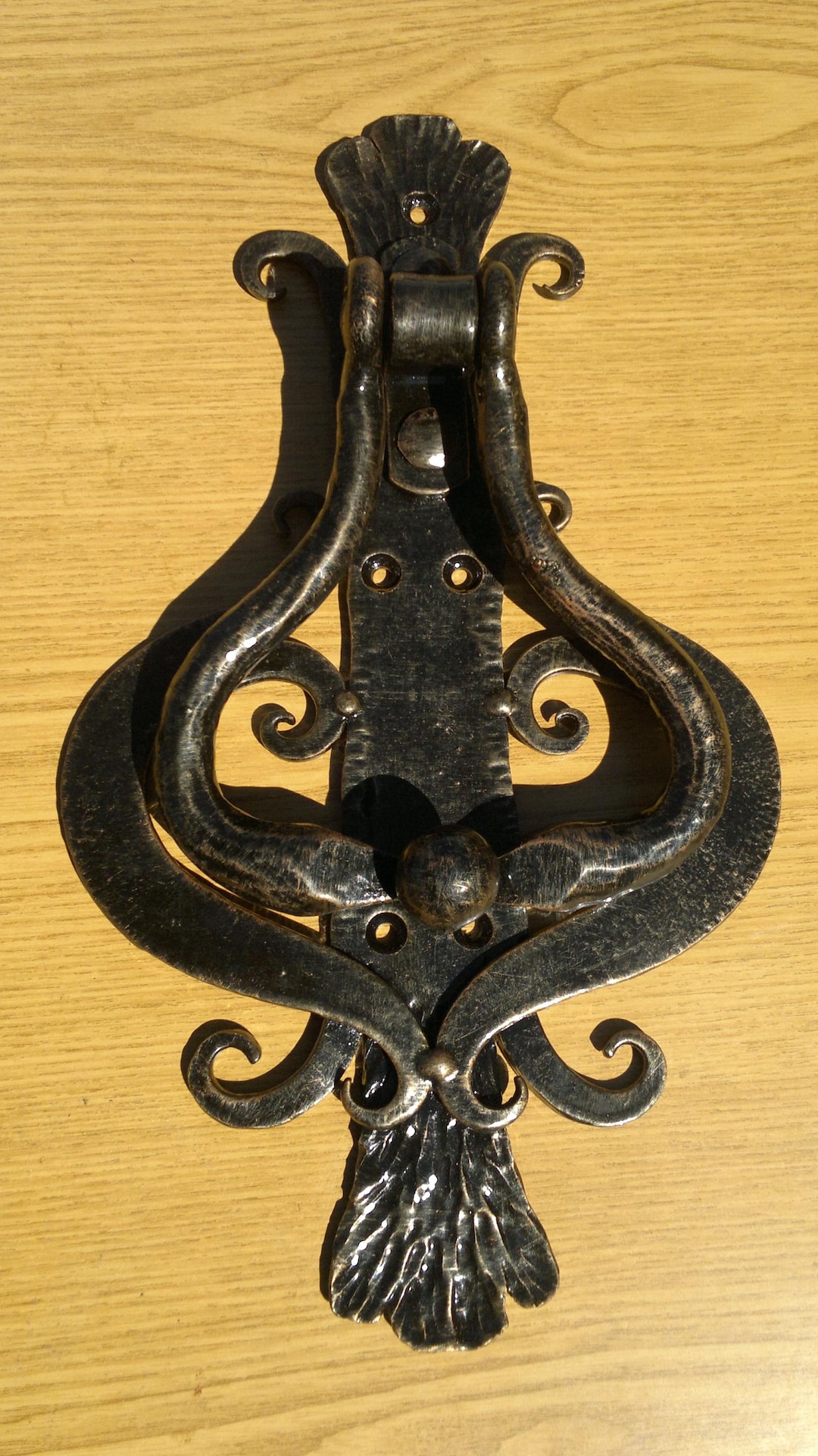 Black Forged Door Hammer Bronze Patina Door Knocker Handmade Iron ...