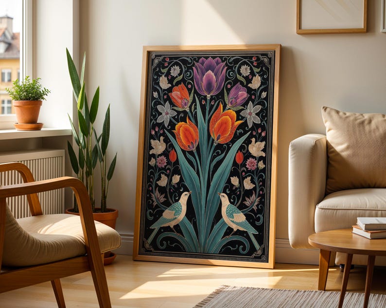 Iznik Wall Art, Ottoman Tulip Tile, Turkish Ceramic Print, Printable ...