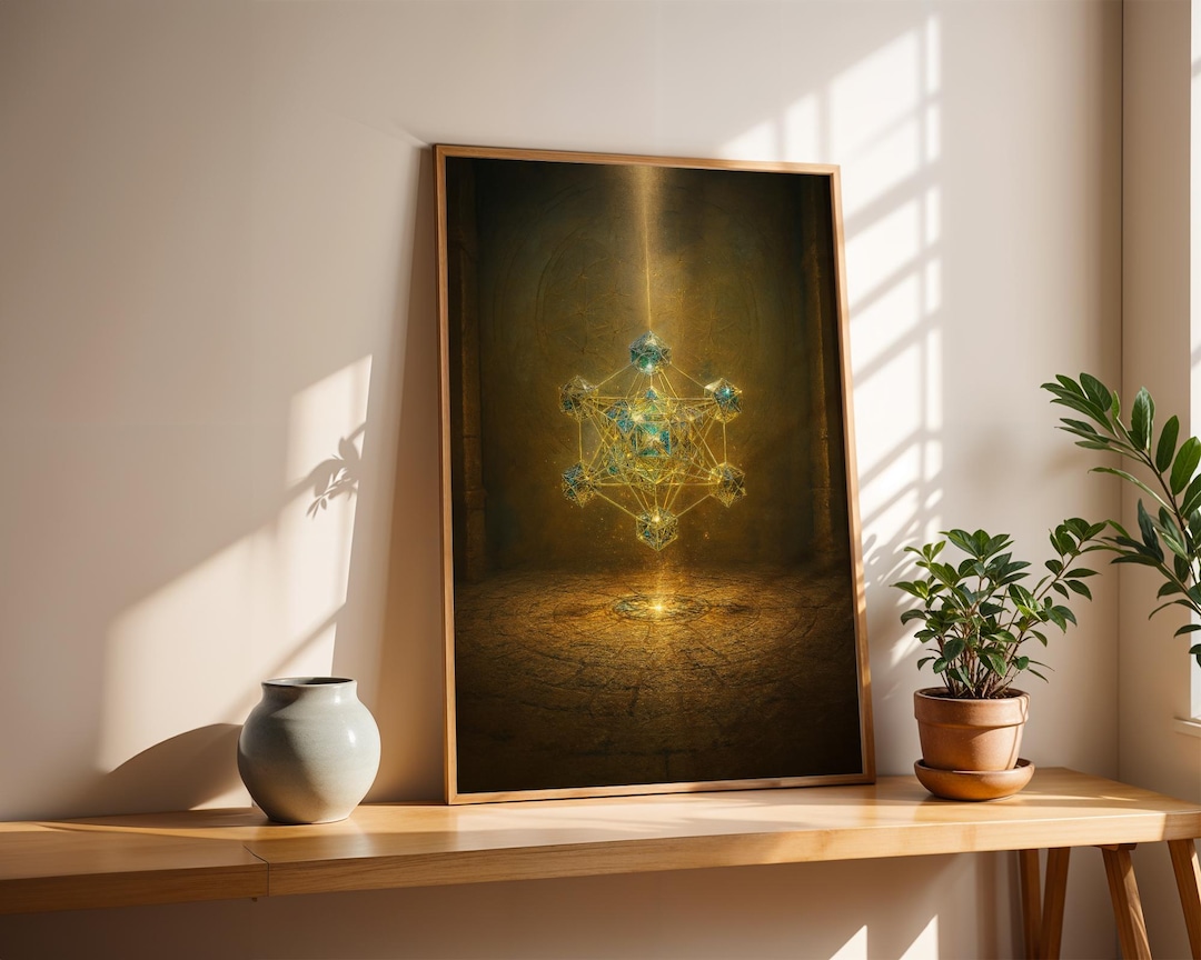 Metatron Cube Printable Wall Art, Gold Sacred Geometry Poster, Digital ...