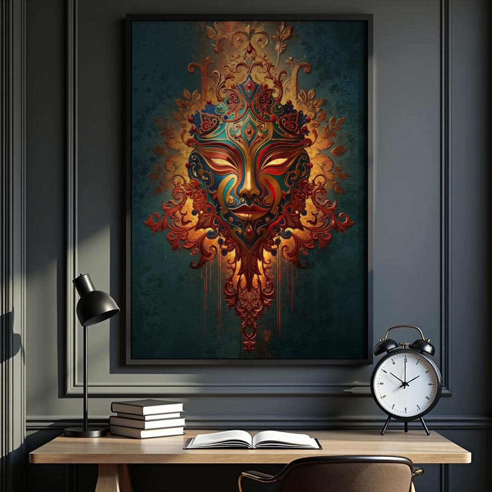 Mask Wall Art Set, Ornate Face Triptych, Printable Download - Etsy