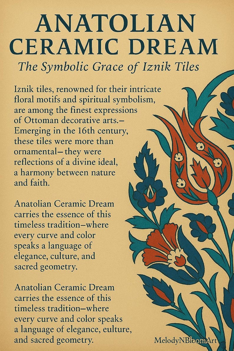 Znik Tile Art Print: Ottoman Tulip Floral Design | Turkish Ceramic ...