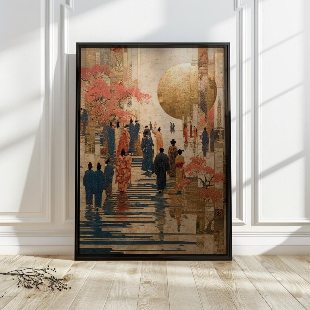 Japanese Procession Printable Wall Art, Traditional Figures Digital ...