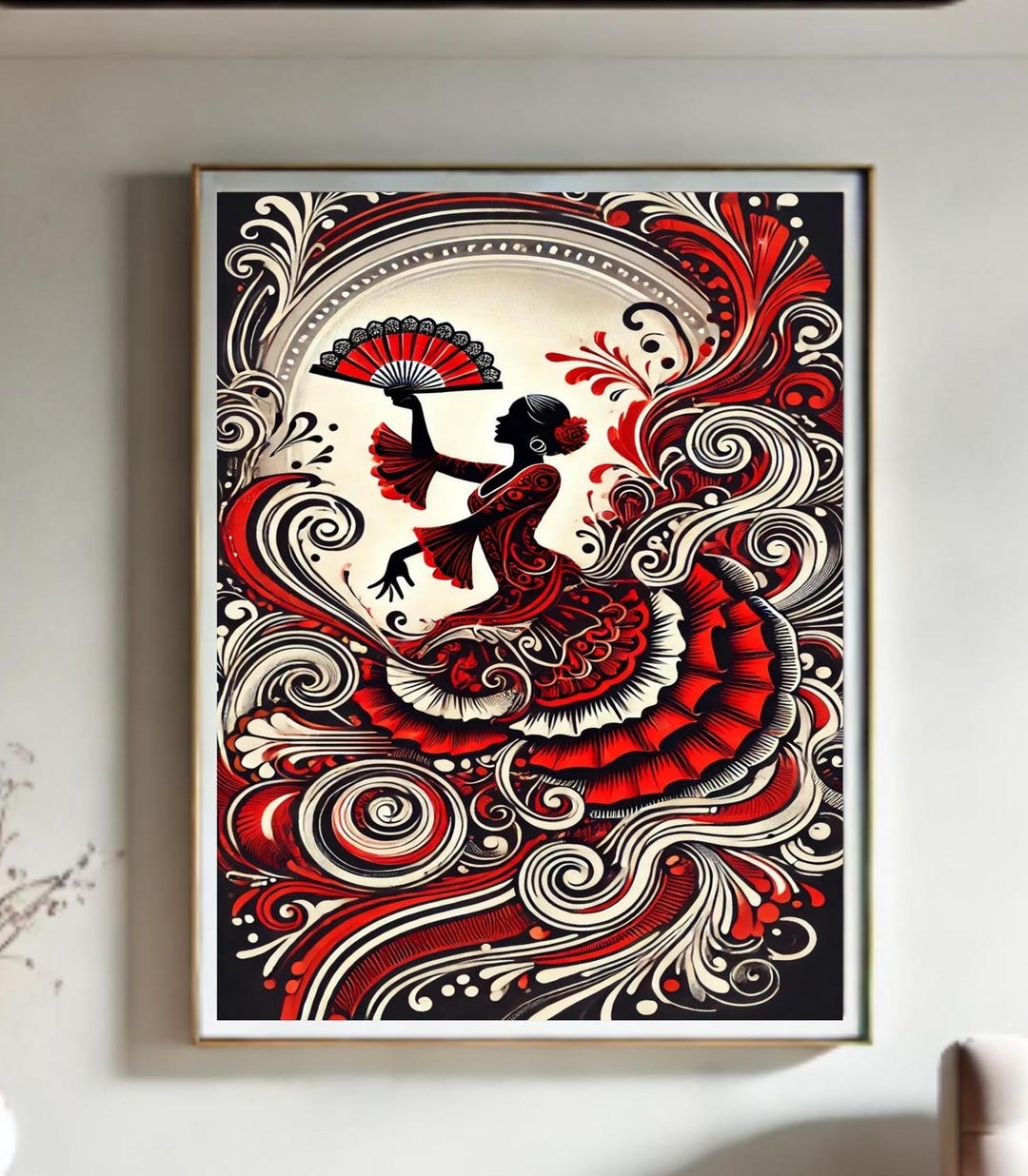 Flamenco Fire – Spanish Dancer Woman Art | Red & Black Abstract Print ...