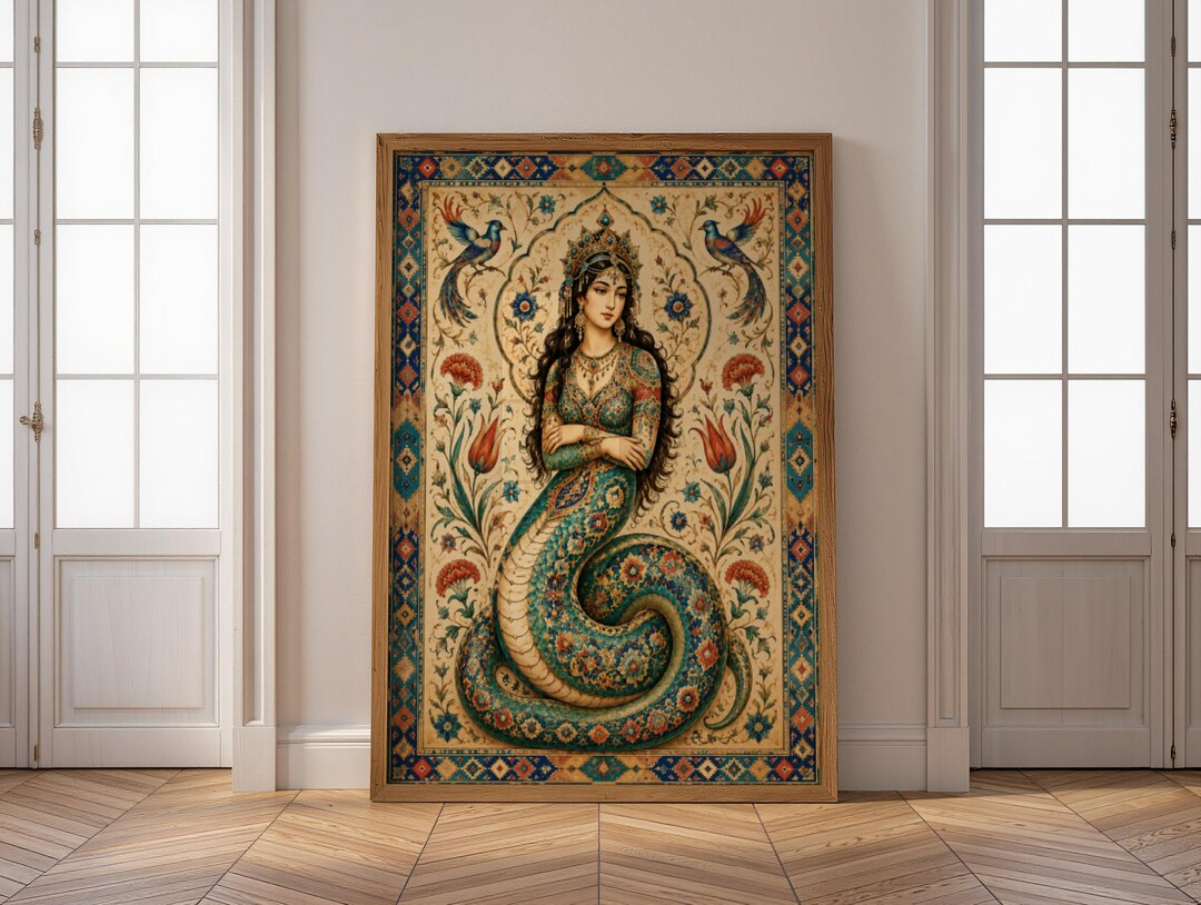 Turkish Wall Art, Shahmaran Poster, Mythological Snake Goddess ...