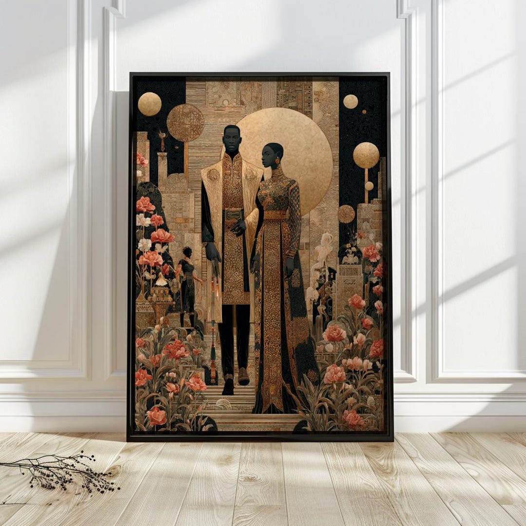 Figurative Wall Art | African Ornamental Narrative Art | Couple Print ...
