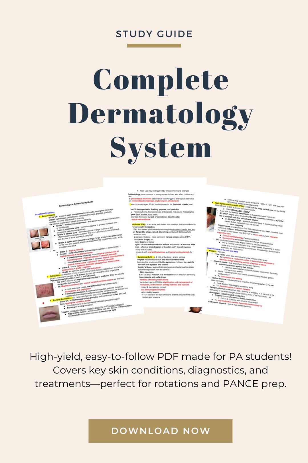 Complete Dermatology Study Guide - Etsy