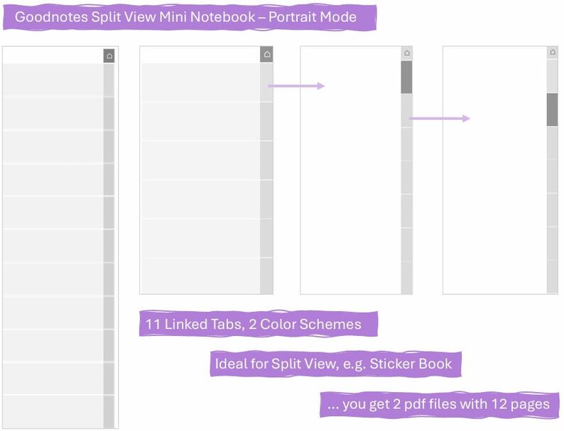 Goodnotes Split View Mini Notebook - Sticker Book - Portrait Mode - Etsy