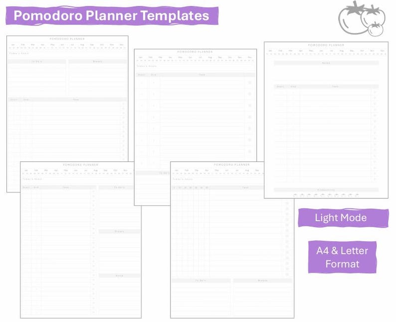 Minimalist Pomodoro Planner Templates Goodnotes / Printable A4 & Letter ...