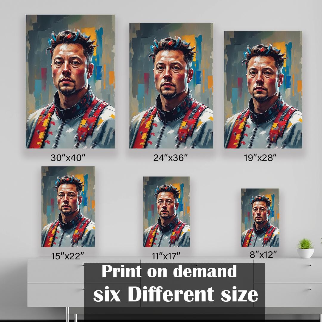 Elon Musk Printable Wall Art | Celebrity Portrait Poster With Famous ...