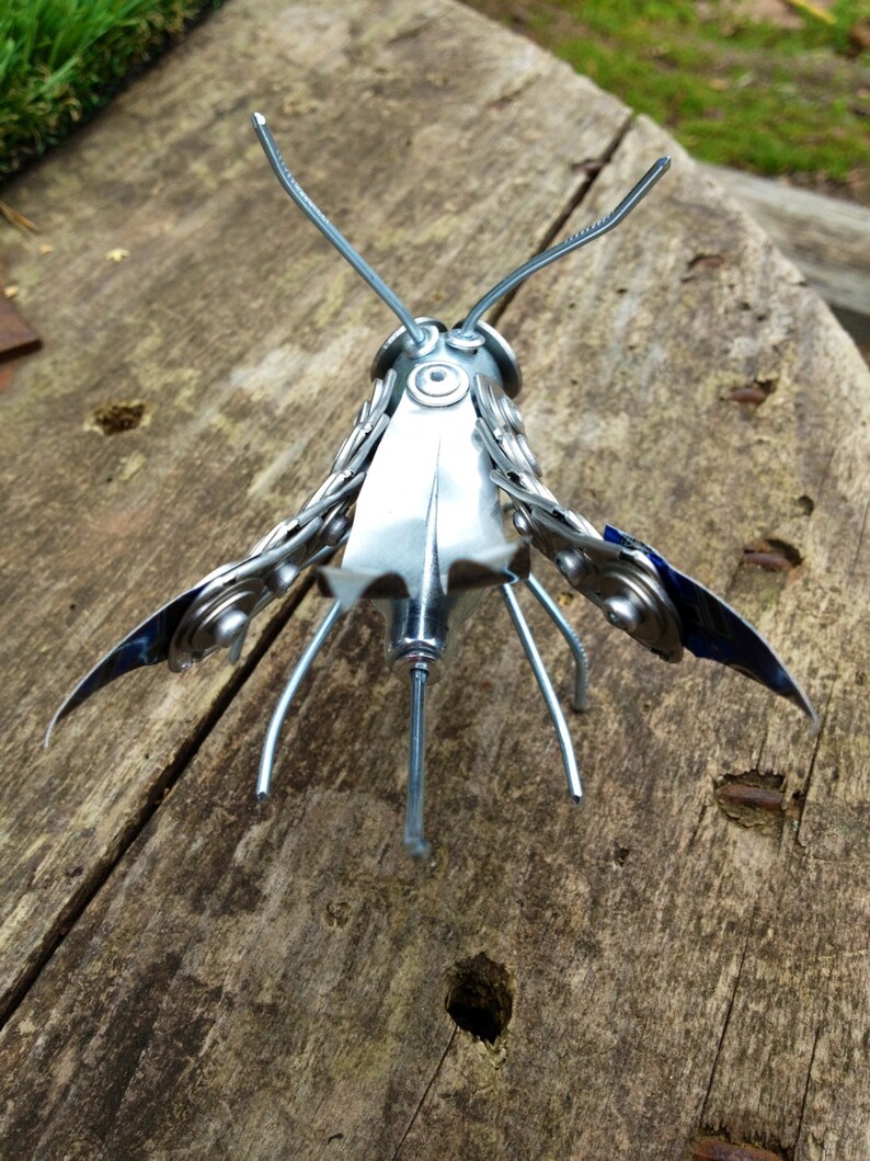 Metal Bug Garden Ornament Small Shiny Bug Insect Recycled | Etsy