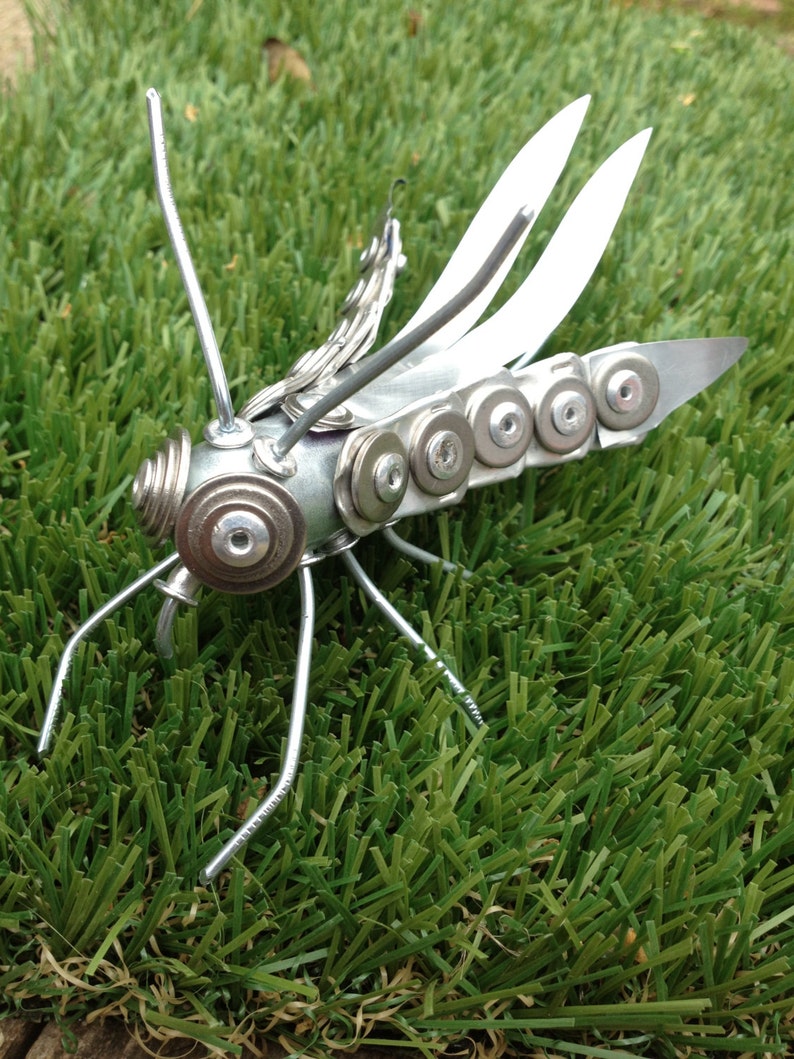 Metal Bug Garden Ornament Small Shiny Bug Insect Recycled | Etsy