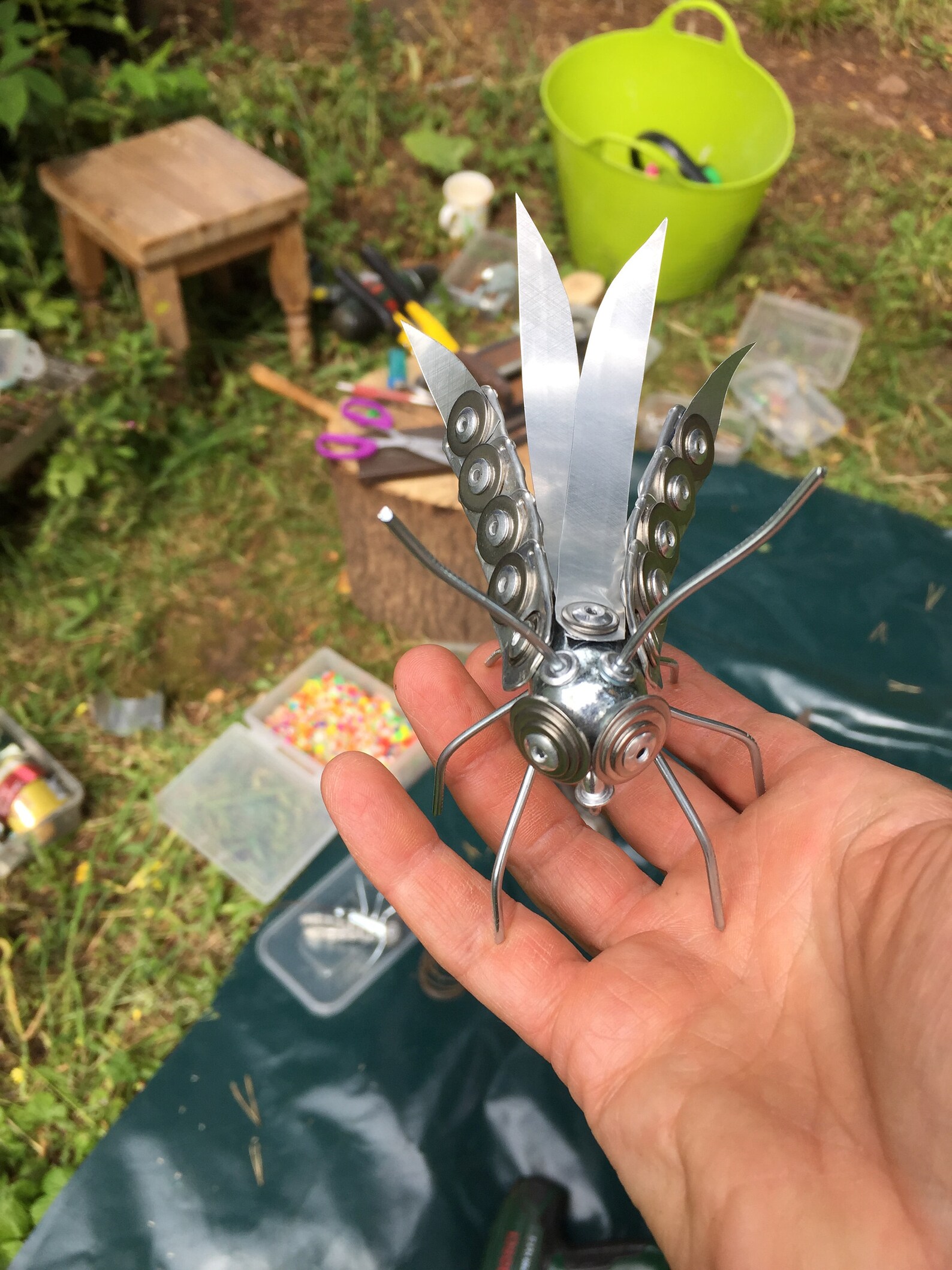 Metal Bug Garden Ornament Small Shiny Bug Insect Recycled | Etsy