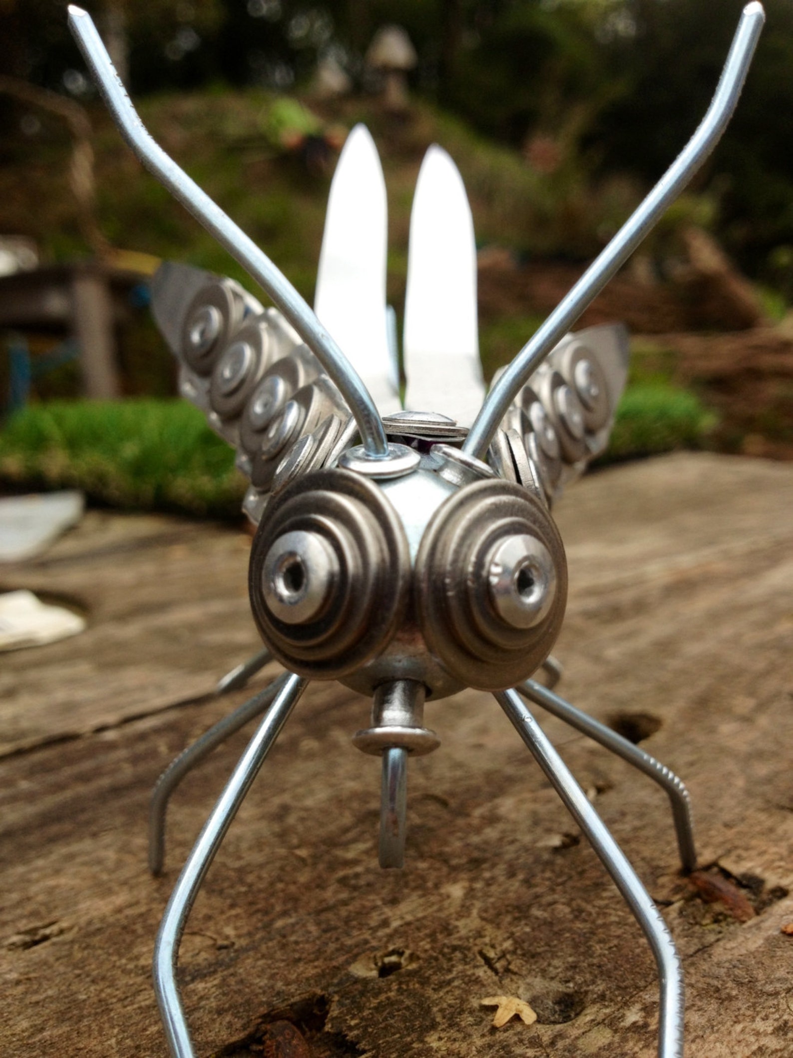 Metal Bug Garden Ornament Small Shiny Bug Insect Recycled | Etsy