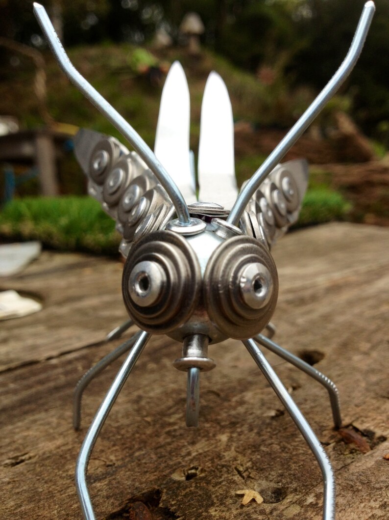 Metal Bug Garden Ornament Small Shiny Bug Insect Recycled | Etsy